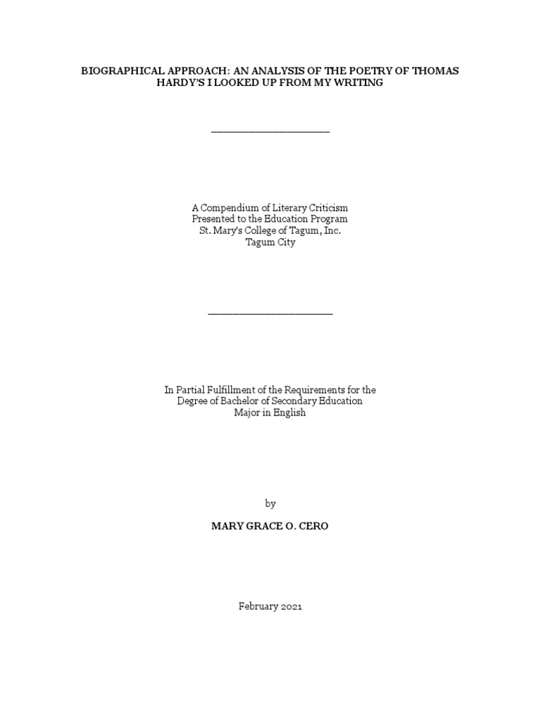 Cero - Biographical Approach | PDF | Thomas Hardy