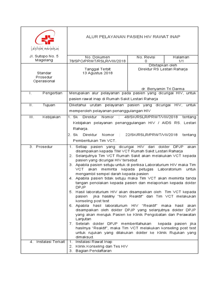 78 Spo Alur Pelayanan Pasien Hiv Rawat Inap | PDF