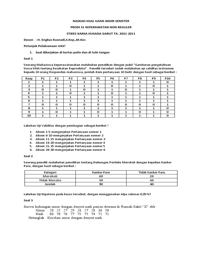 Soal Uas s1 Keperawatan Non Reguler | PDF