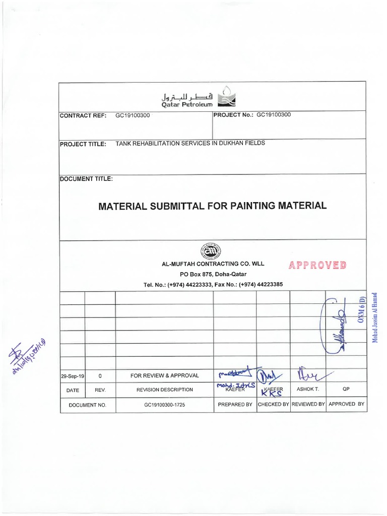 Material Submittal For Painting Material (GC19100300-1725) | PDF