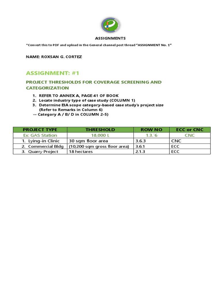 Project Thresholds and Effluent Standards | PDF | Chemistry | Materials