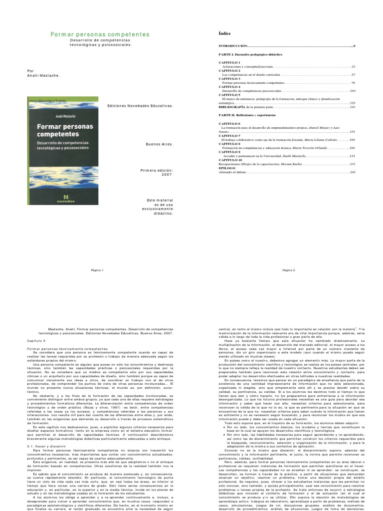 Mastache Formar-Personas-Competentes - Cap 3 | PDF
