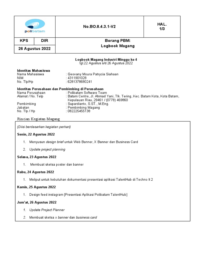 M4-Logbook-Geovany Moura Patrycia Siahaan | PDF