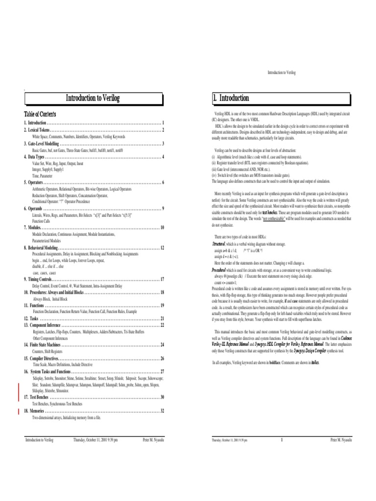 Verilog Notes Pdf Parameter Computer Programming Hardware Description Language 