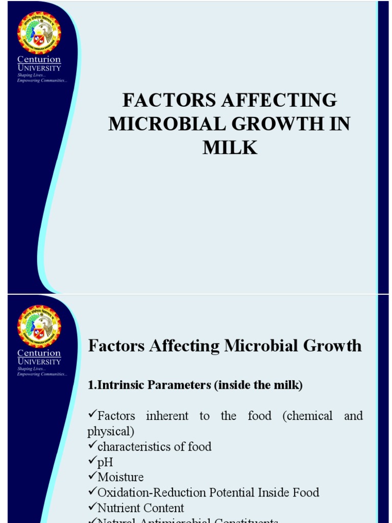 Factors Affecting Microbial Growth in Milk | PDF | Microorganism | Milk