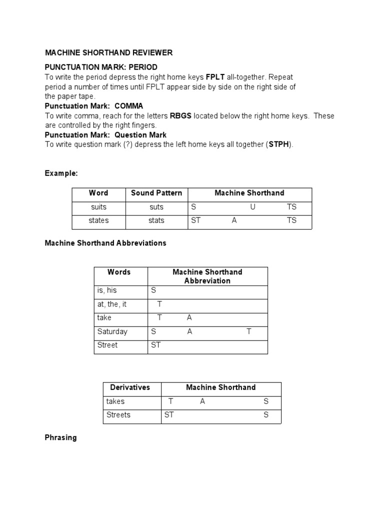 Machine Shorthand Reviewer 1 30 | PDF | Shorthand | Punctuation