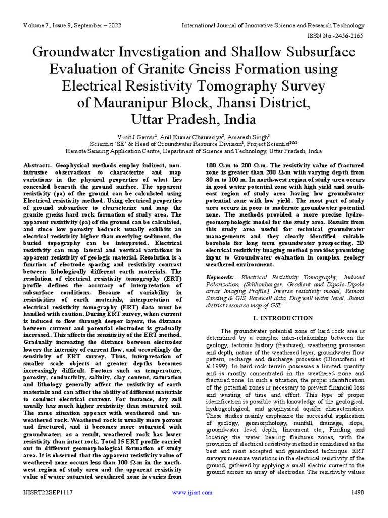 Groundwater Investigation and Shallow Subsurface Evaluation of Granite ...