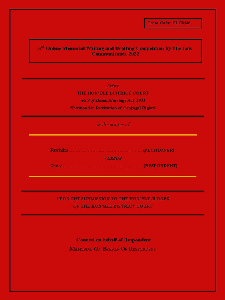 Memorial Respondent | PDF | Marriage | Right To Privacy