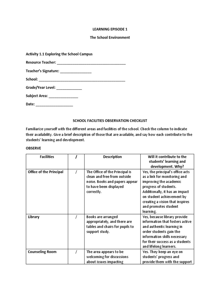 Field Study Learning Episodes | PDF | Learning | Classroom