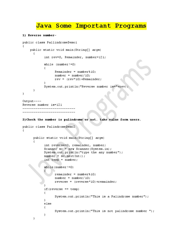 Java Some IMP Programs | PDF | String (Computer Science) | Computer ... Java Some IMP Programs | PDF | String (Computer Science) | Computer ...
