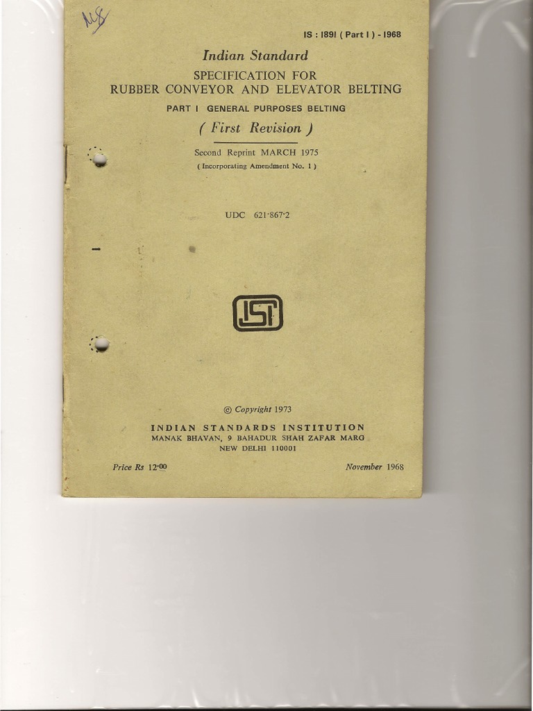 IS 1891 Part 1,1968 | PDF | Belt (Mechanical)