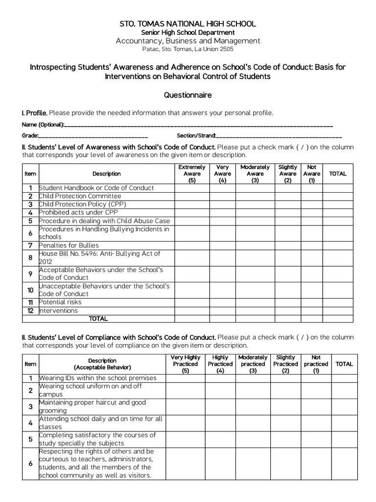 Senior High School Department's Accountability, Business and Management ...