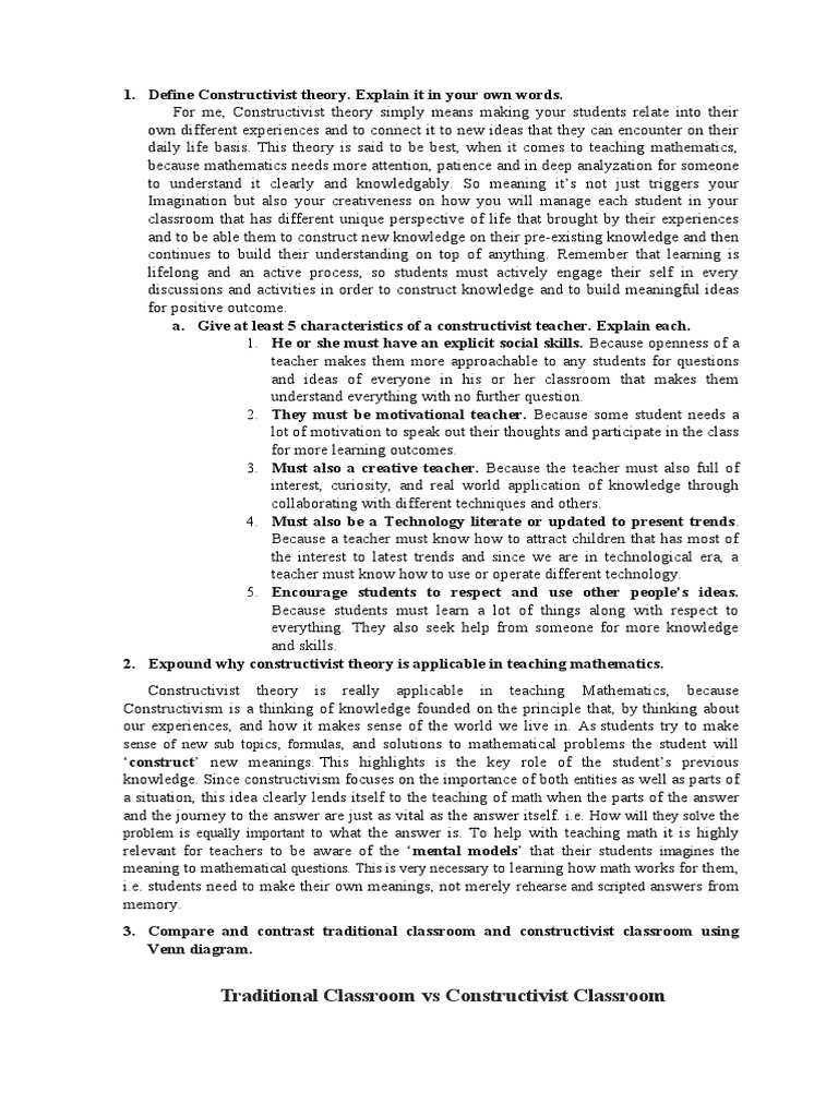 Define Constructivist Theory | PDF | Constructivism (Philosophy Of ...