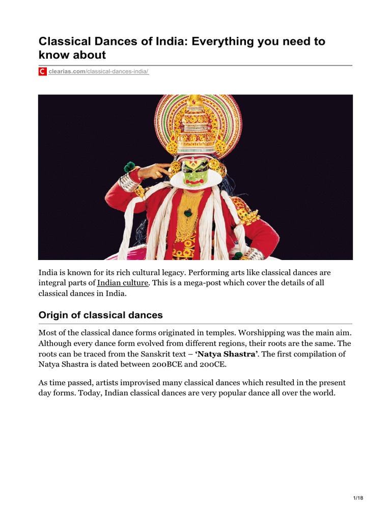 Classical Dances of India Everything You Need To Know About | PDF ...