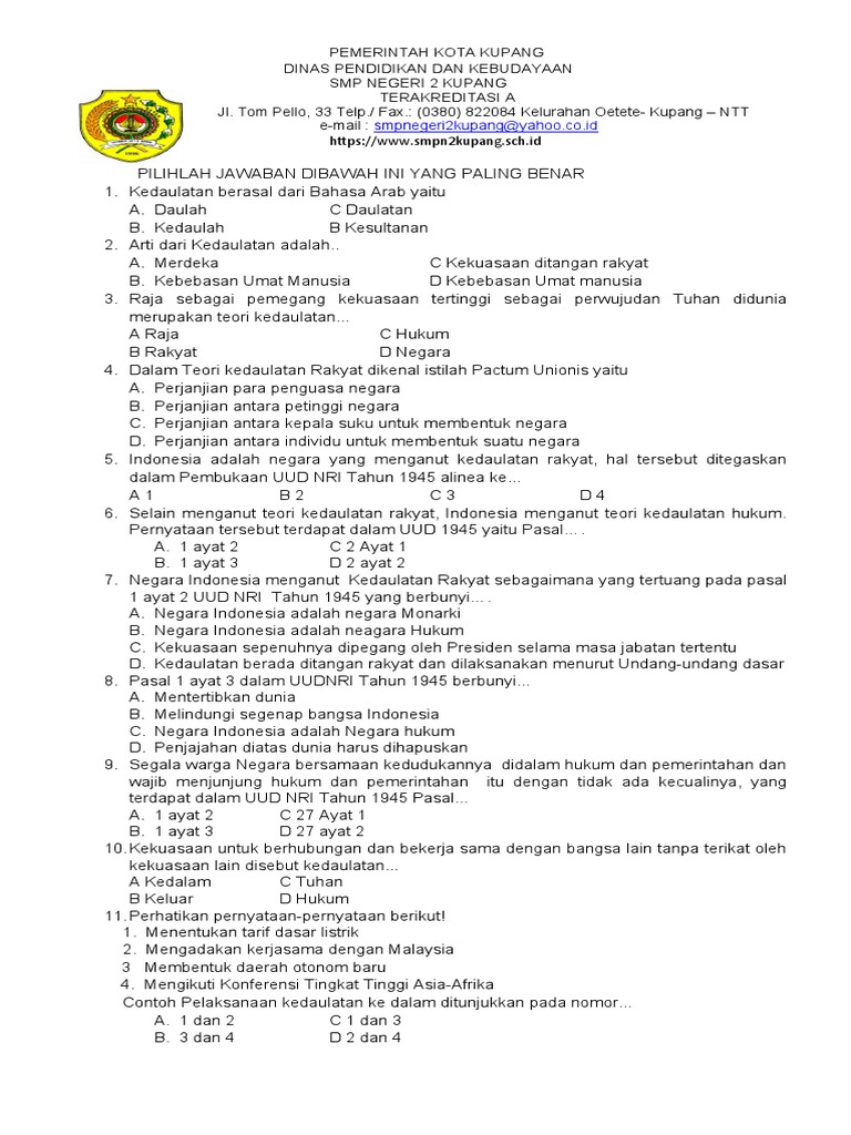 Soal PH Kedaulatan 2022 | PDF | Ilmu Sosial | Sejarah