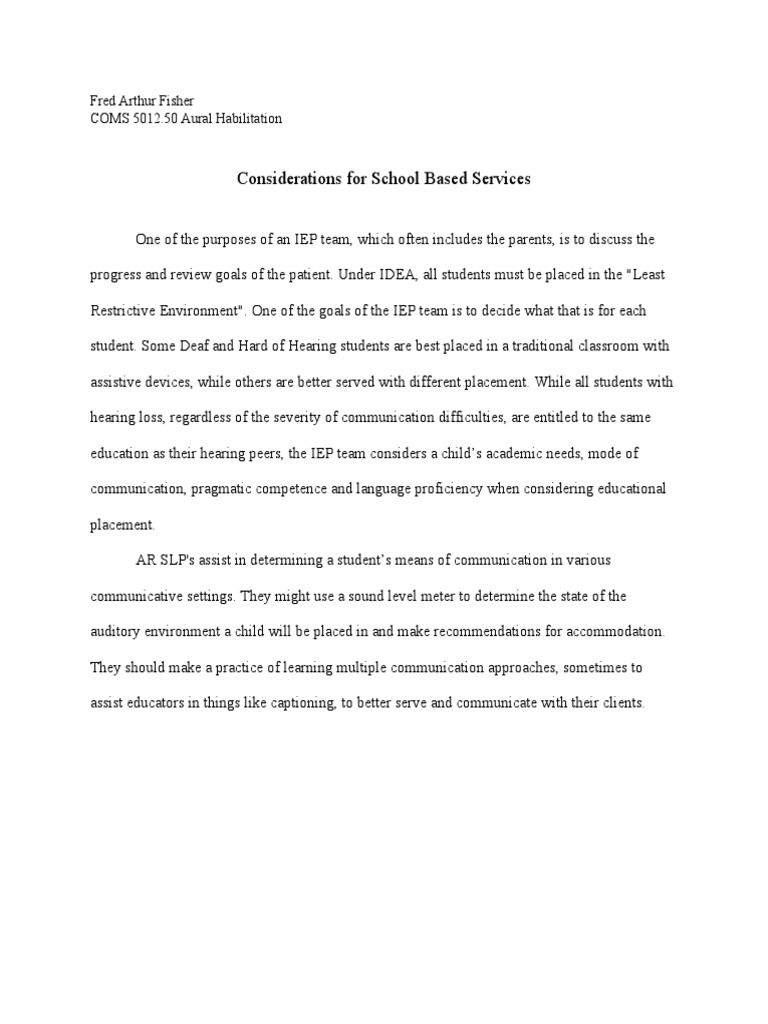 Considerations For School Based Services | PDF | Career & Growth ...