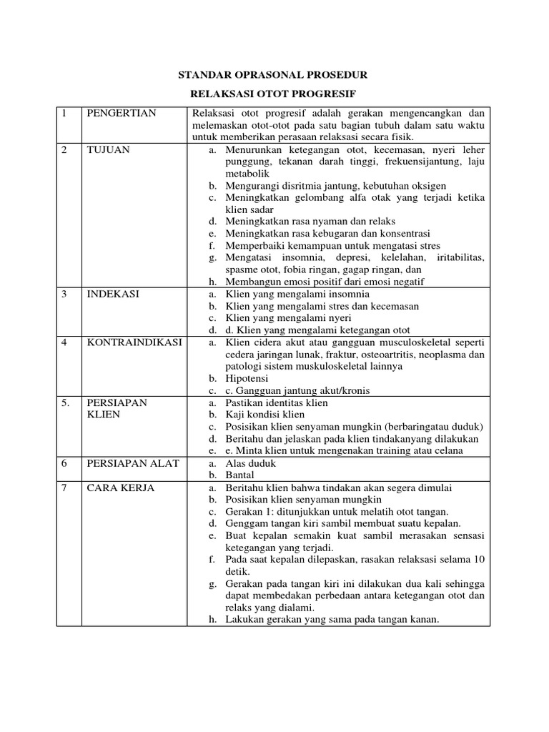 Sop Relaksasi Otot Progresif | PDF