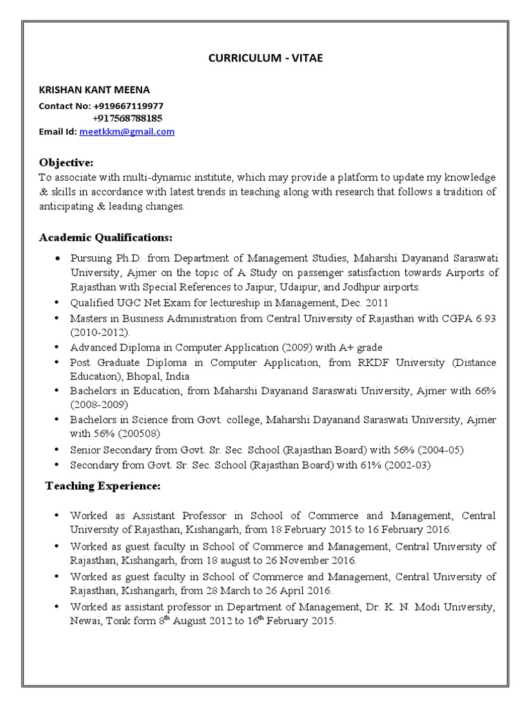 CV - Krishan - Kant 2017 | PDF | Science