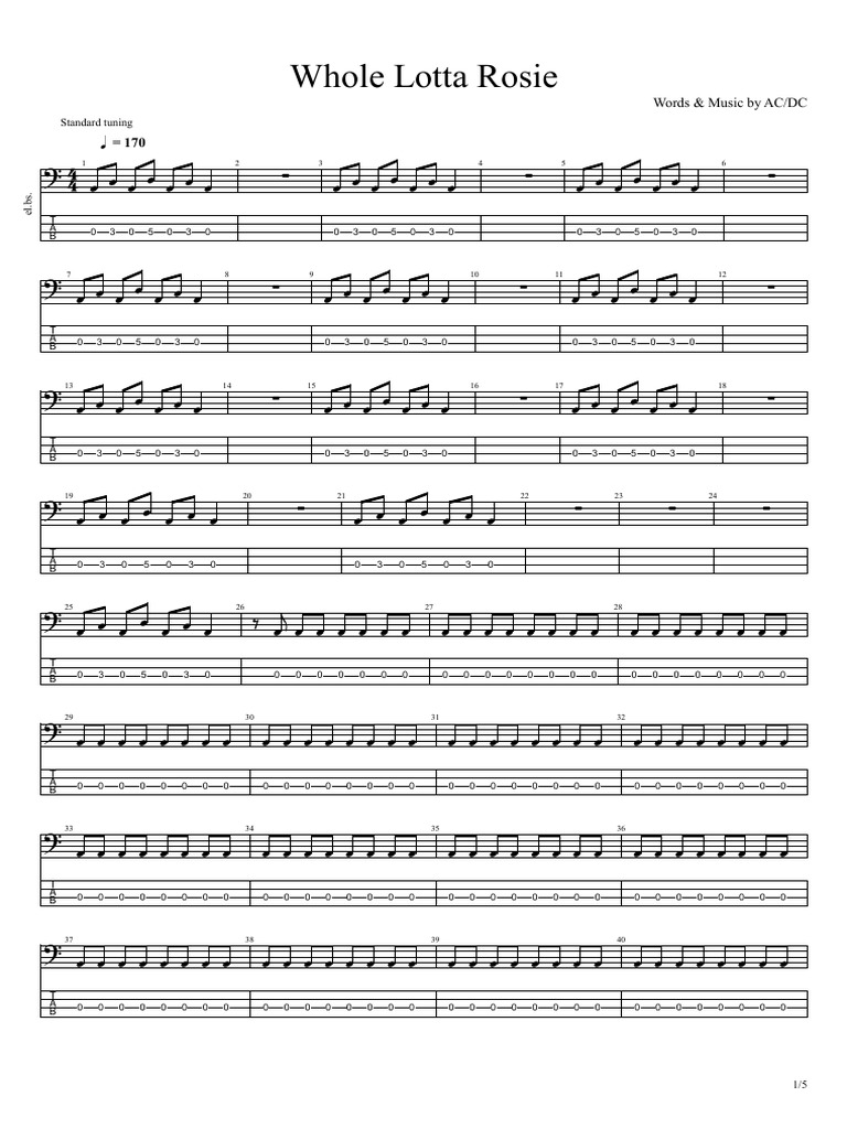 Whole Lotta Rosie Guitar Tabs | PDF