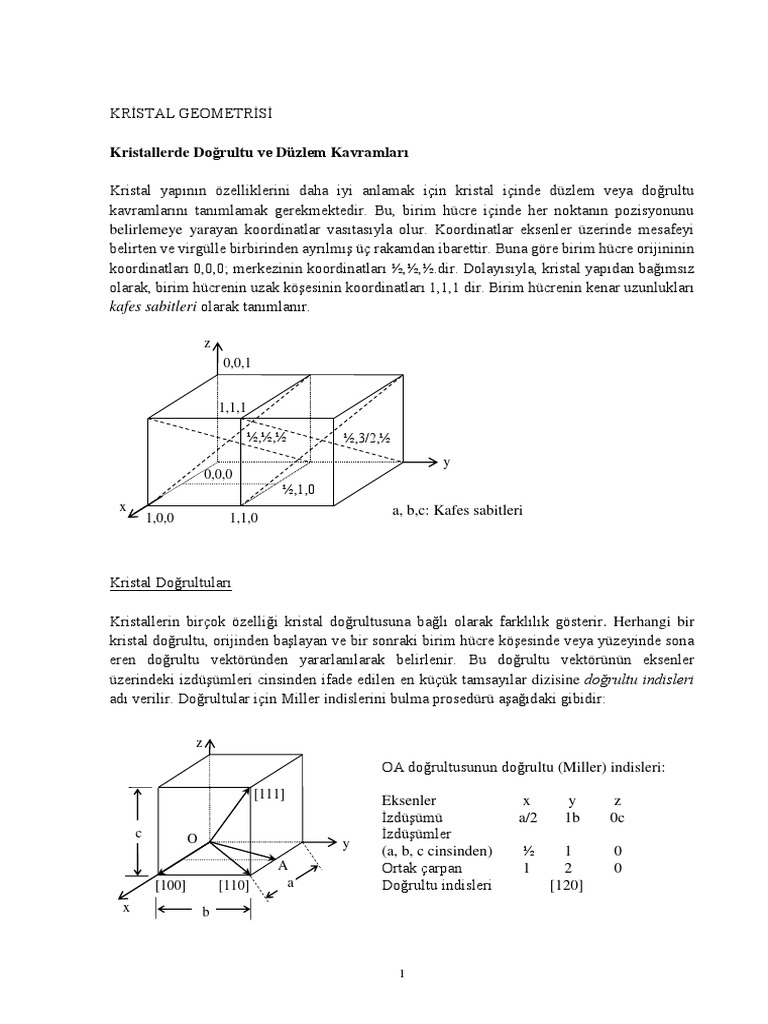 Ders Notu #2-Kristal Geometrisi | PDF