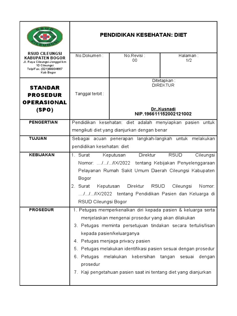SPO 04 Pendidikan Kesehatan Diet | PDF
