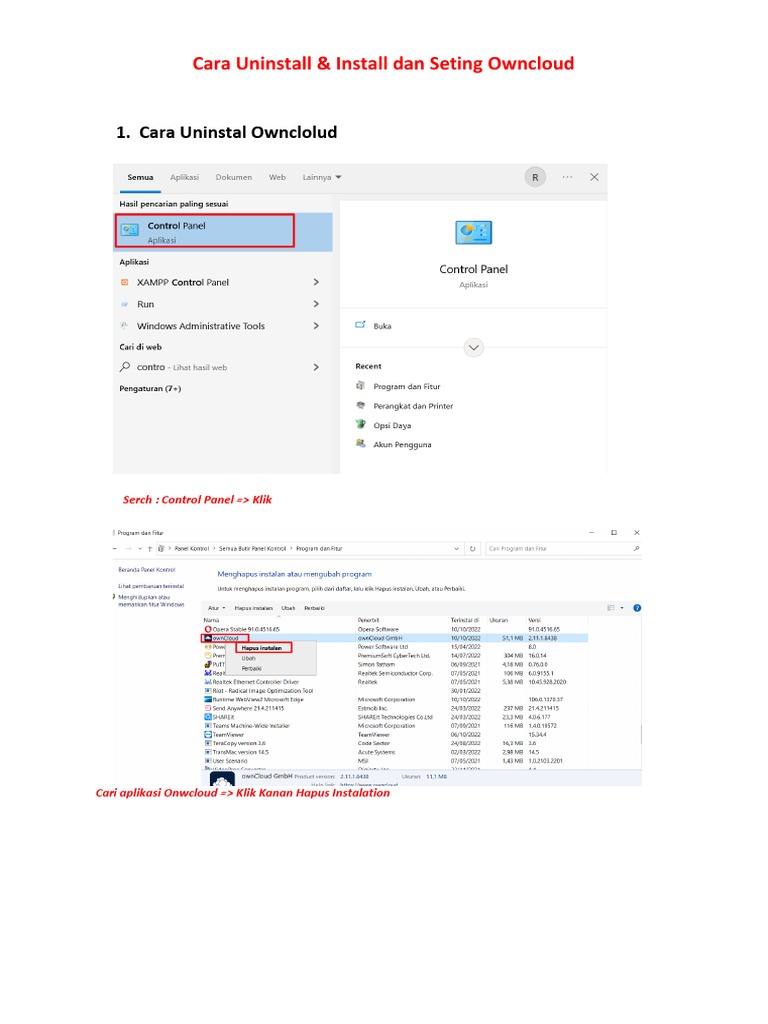Cara Uninstall, Install Dan Seting Owncloud | PDF