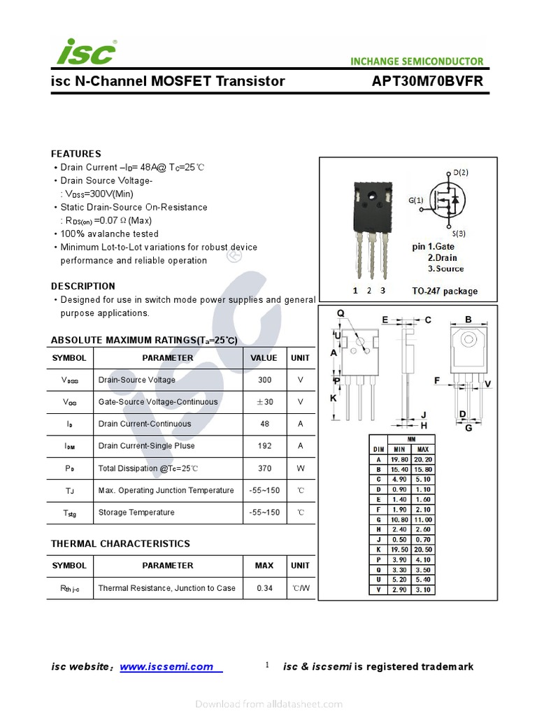 Datasheet M | PDF | Field Effect Transistor | Mosfet