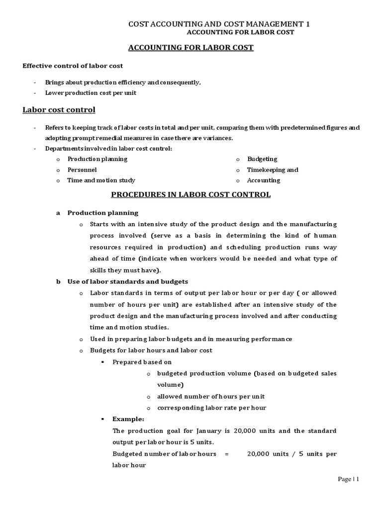 Module 4 Labor Cost | PDF