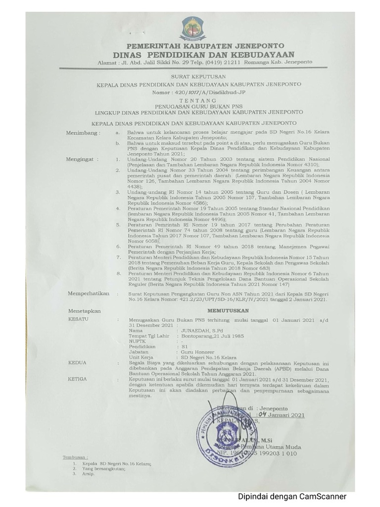 SK Dinas Junaedha 2021 | PDF