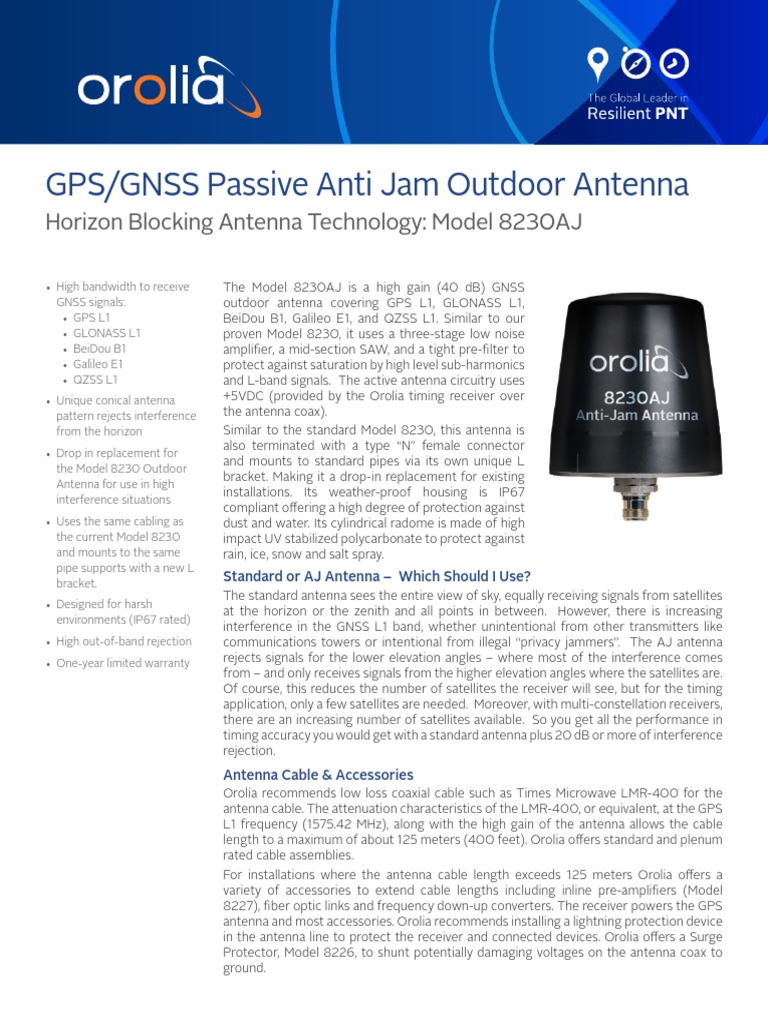 GPS GNSS Passive Anti Jam Outdoor Antenna 8230AJ v1 11-25-19-1 | PDF ...