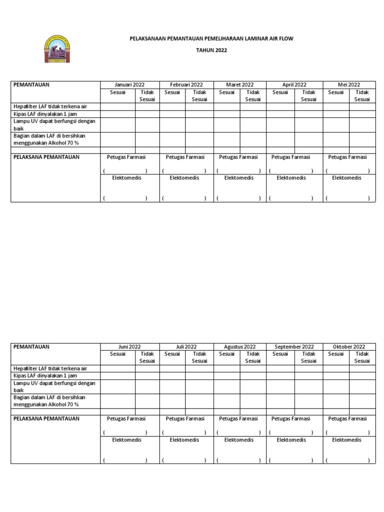 Pelaksanaan Pemantauan Pemeliharaan Laminar Air Flow | PDF