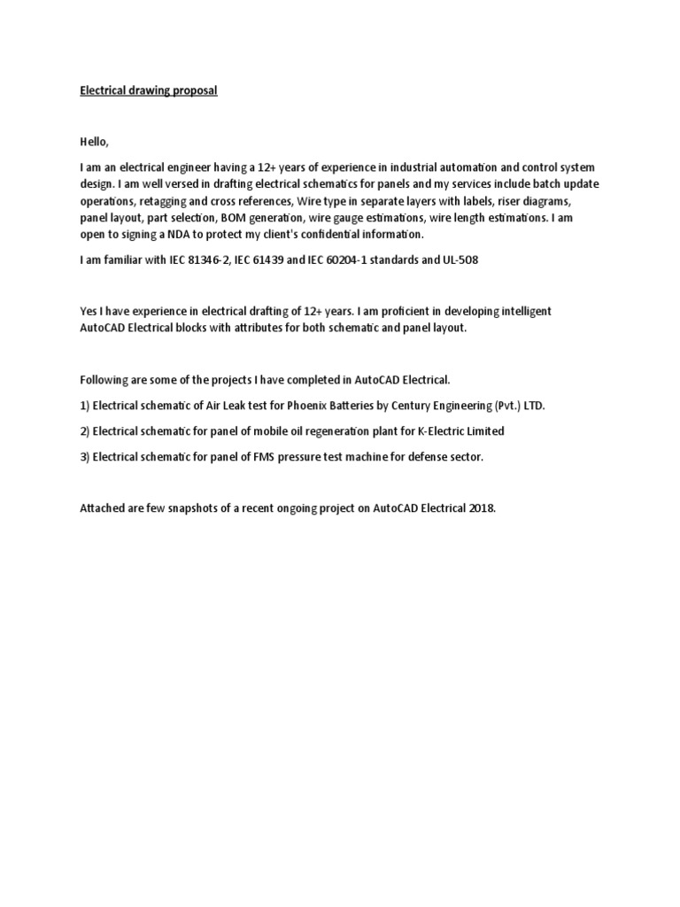 Electrical Drawing Proposal Overview | PDF