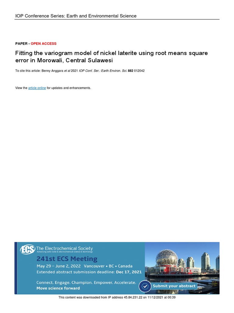 Fitting The Variogram Model of Nickel Laterite Usi | PDF | Cross ...