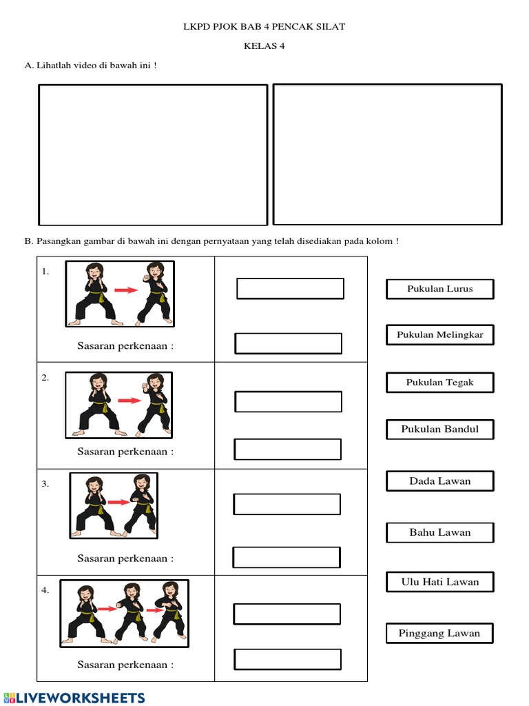 Sasaran Perkenaan:: LKPD Pjok Bab 4 Pencak Silat Kelas 4 A. Lihatlah ...