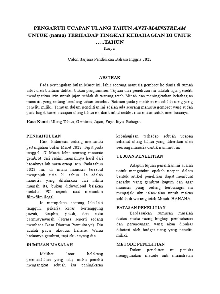 Jurnal Ulang Tahun | PDF
