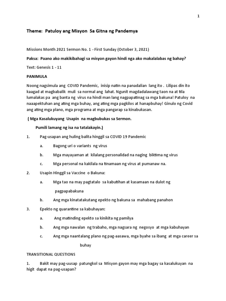 FILE 1 3 Tagalog Missions Month Sermons 2021 1 | PDF