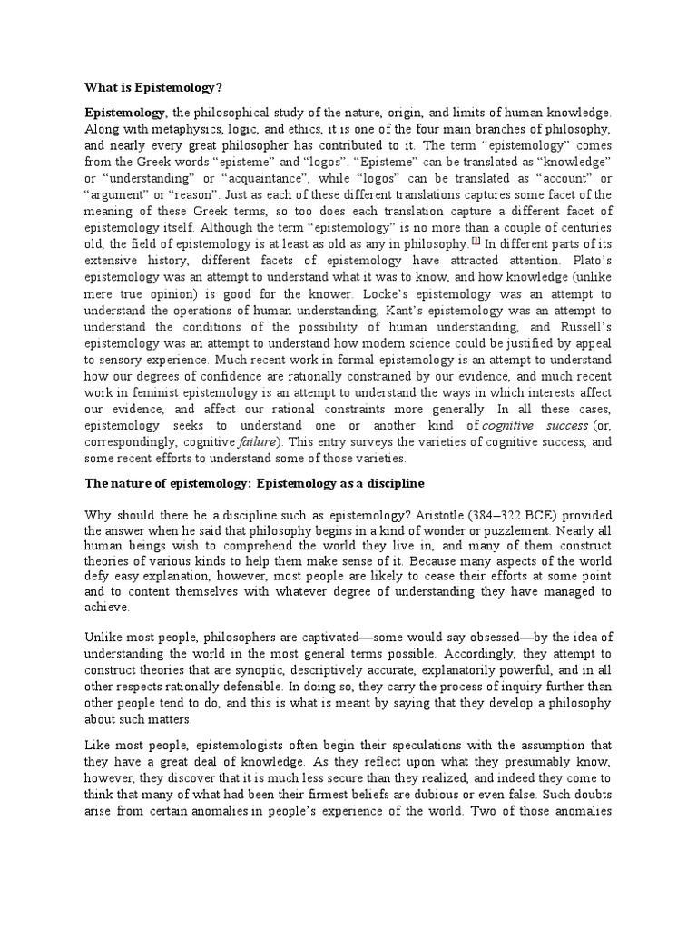 Introduction To Epistemology | PDF | Epistemology | Knowledge