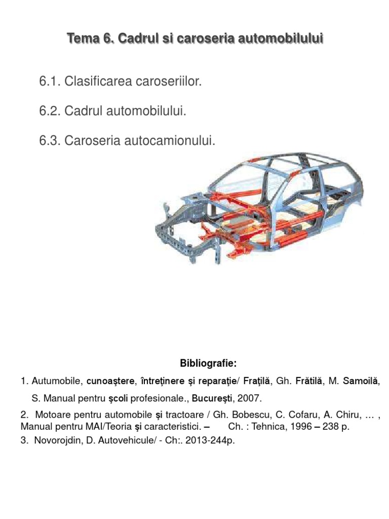 Tema 6. Cadrul Si Caroseria | PDF