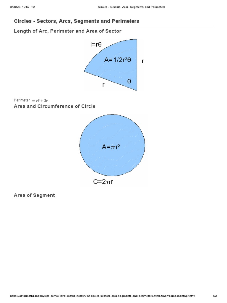Circles - Sectors, Arcs, Segments and Perimeters | PDF | Teaching ...
