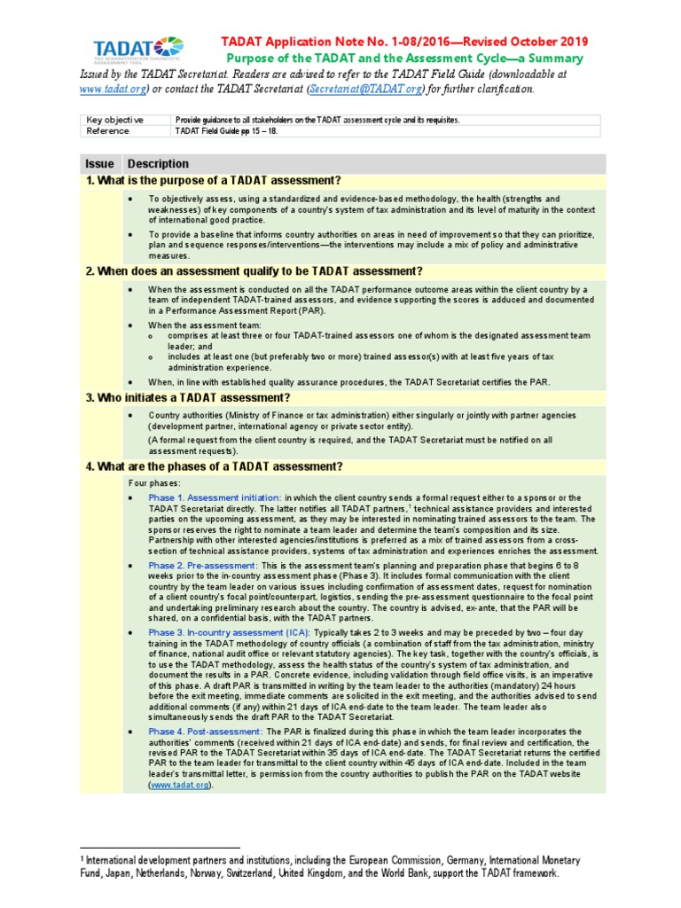 TADAT Application Note No 1-08 - 2016 - TADAT Assessment Cycle (Updated ...
