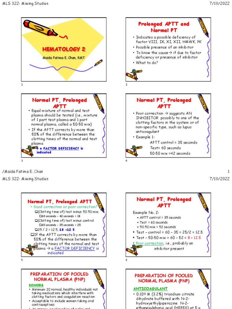 Hematology: Mixing Studies Guide | PDF | Coagulation | Hematology