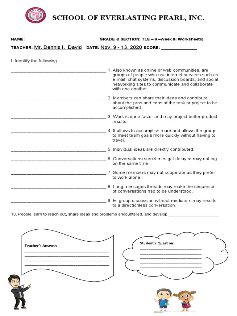 Worksheet in TLE 6-Week 8 | PDF | Cognition | World Wide Web