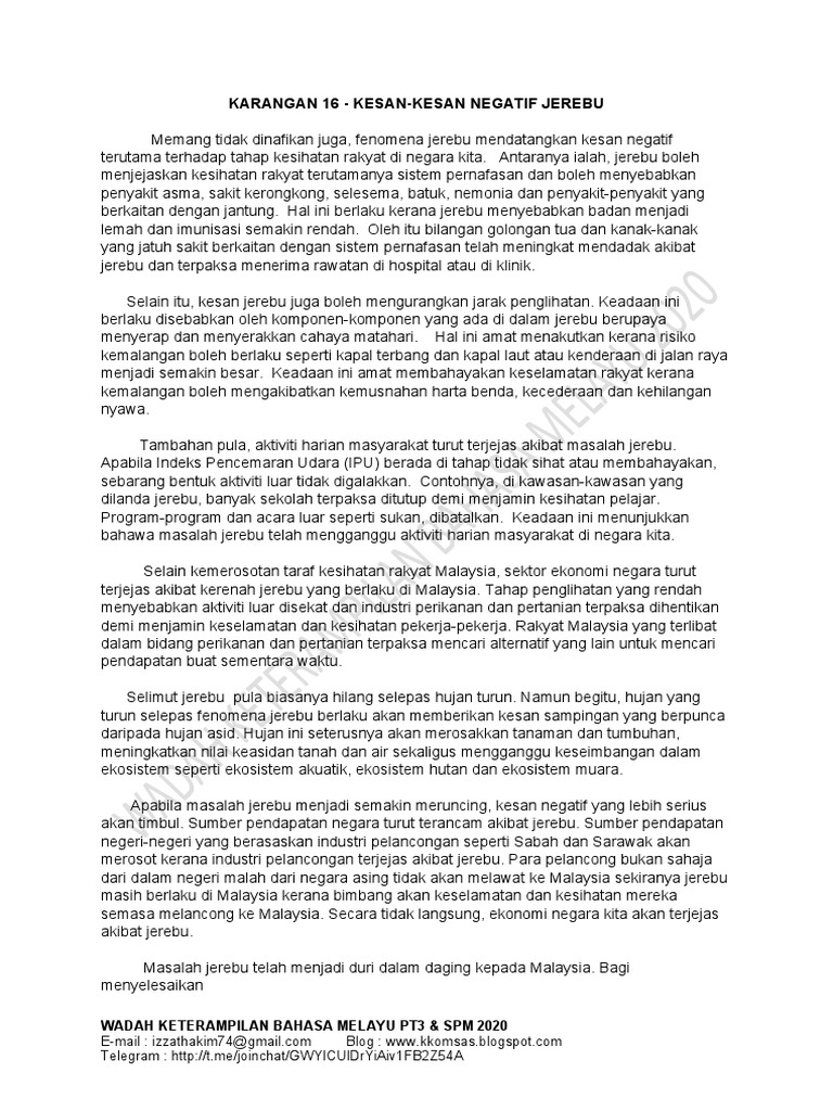 Karangan 16 - Kesan Negatif Jerebu | PDF
