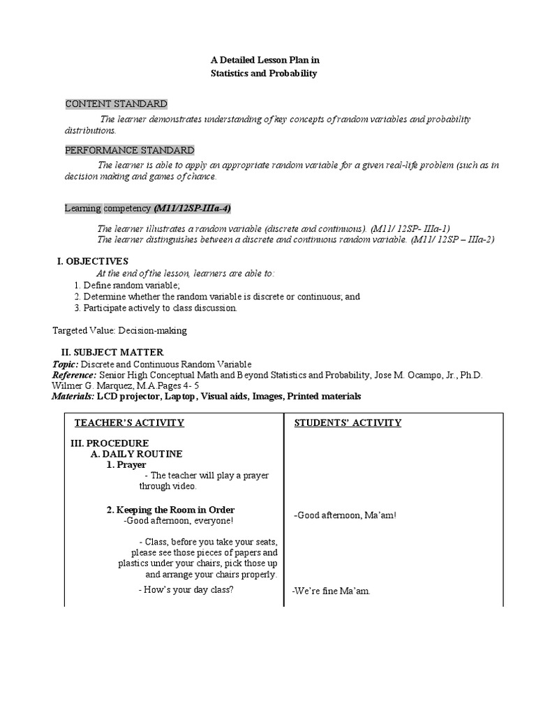 Discrete vs Continuous Random Variables | PDF | Probability Distribution | Random Variable
