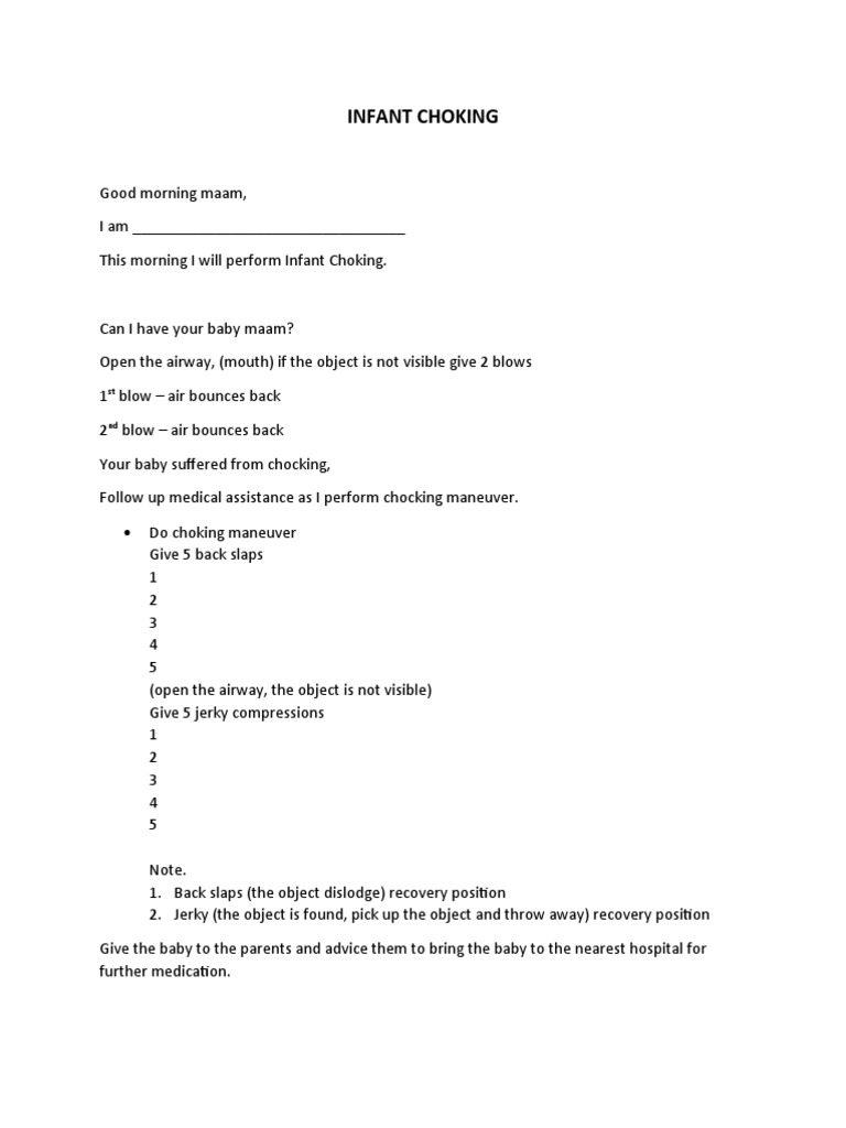 Infant Choking Response Guide | PDF | Self-Improvement | Wellness