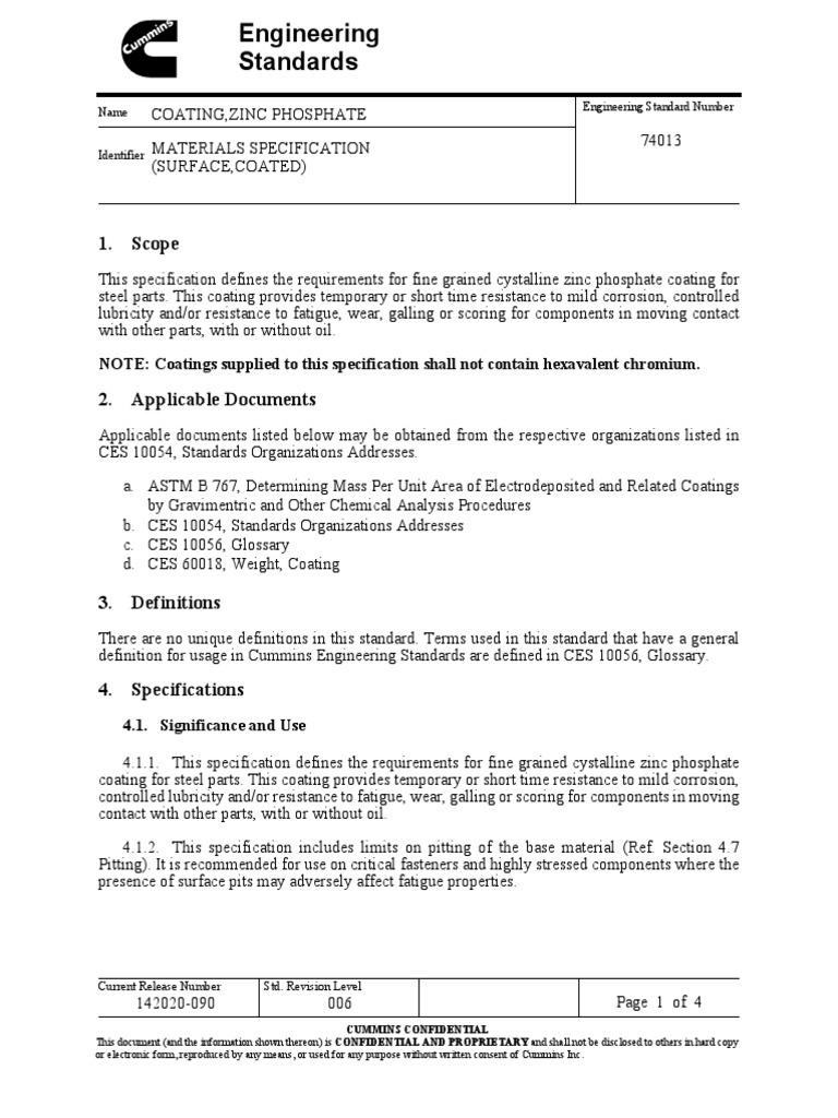 Scope: Name Engineering Standard Number | PDF | Specification ...