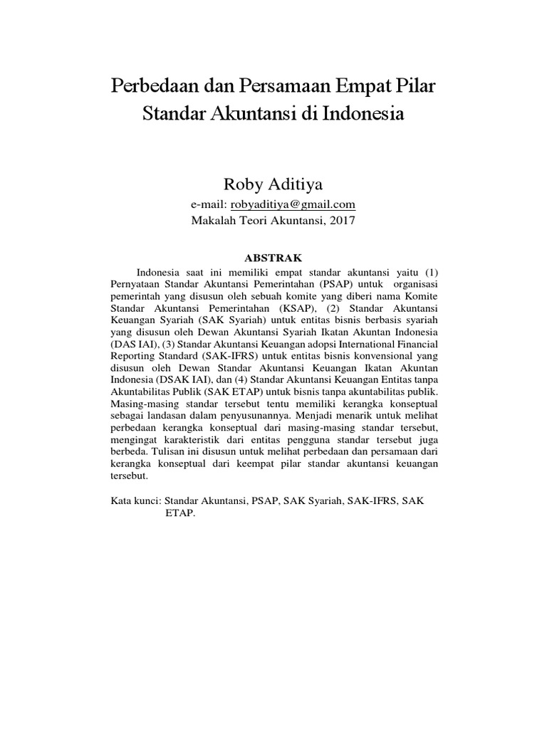 Persamaan dan Perbedaan 4 Pilar SAK Indonesia | PDF | Pengelolaan ...