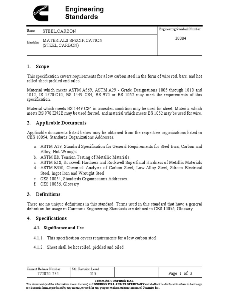 Scope: Name Engineering Standard Number | PDF | Steel | Specification ...