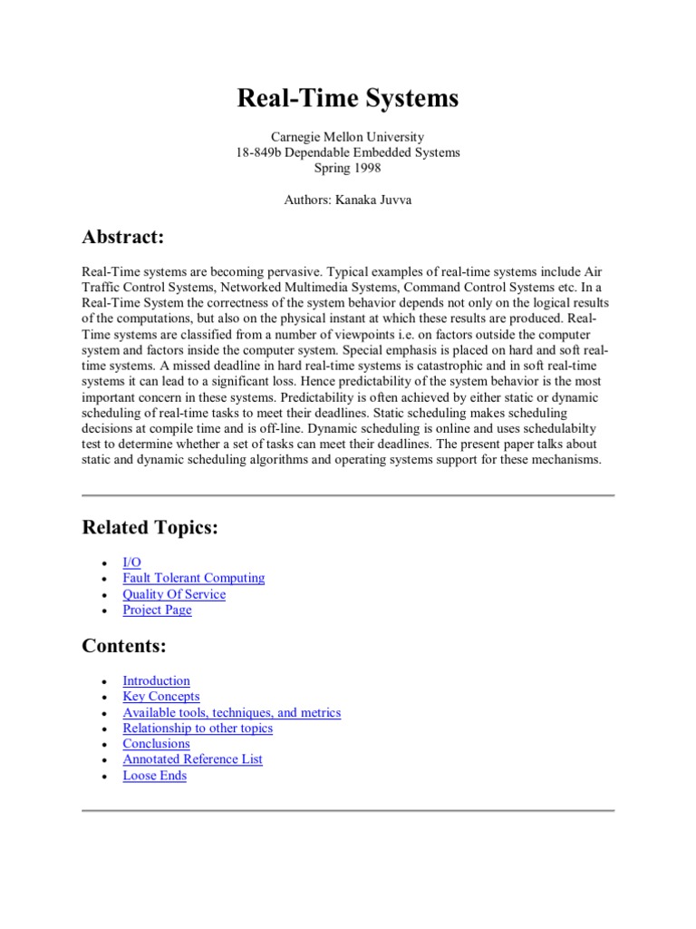 Real Time System | PDF | Real Time Computing | Scheduling (Computing)