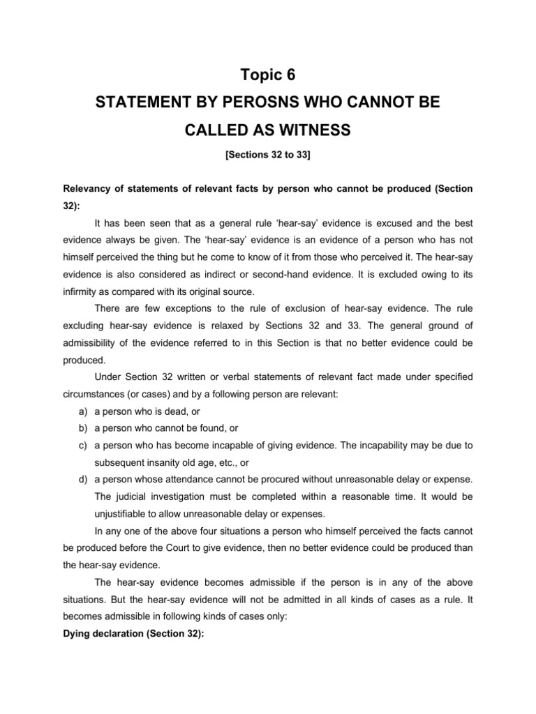 Admissibility of Statements from Non-Witnesses | PDF | Hearsay | Witness